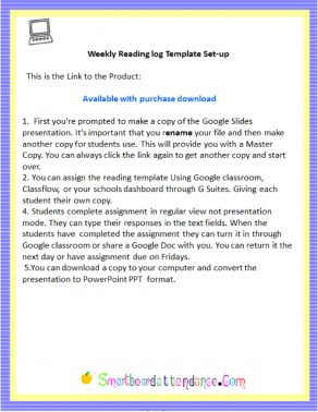 Digital Reading Log Using Google Slides - Smartboard Attendance.Com