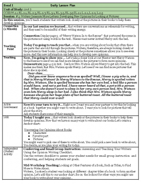 Writers Workshop Grade 2 Unit 3 Writing About Reading Lesson Plan ...