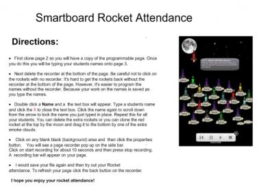 Smartboard Attendance - Animated Rocket Attendance - Smartboard ...