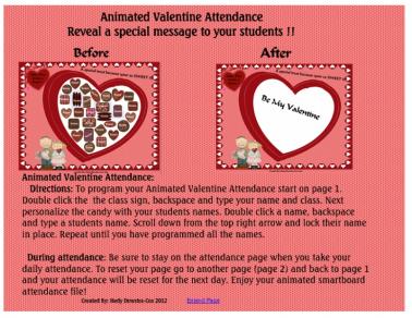 Valentine Attendance for the Smartboard - Smartboard Attendance.Com