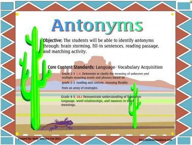 Antonyms-Smartboard Lesson Grades 2-4 - Smartboard Attendance.Com