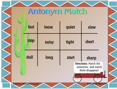 Antonyms-Smartboard Lesson Grades 2-4 - Smartboard Attendance.Com