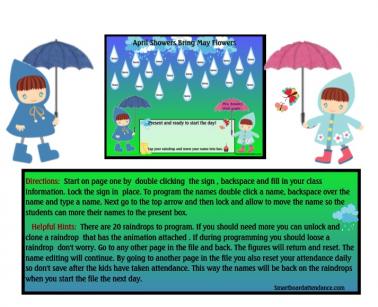 April Showers Smartboard Attendance - Smartboard Attendance.Com
