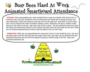 Busy Bees Animated Smartboard Attendance - Smartboard Attendance.Com
