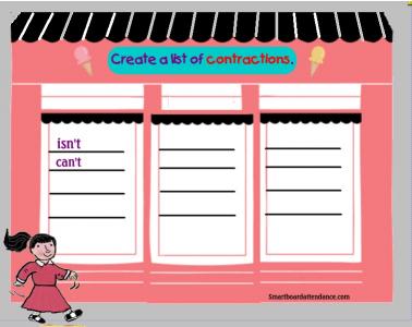 Get the Scoop On Contraction Smartboard Interactive Whiteboard Lesson ...