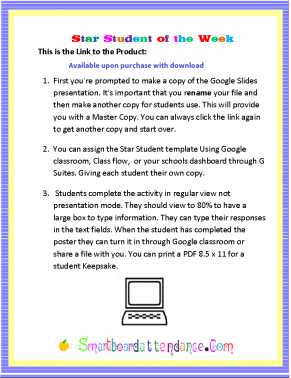 Distance Learning- Star Student of the week Interactive Student Poster ...