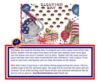 Election Day Smartboard Attendance - Smartboard Attendance.Com
