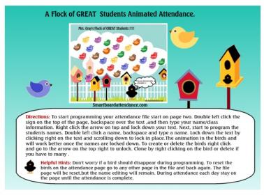 A Flock of GREAT Students Animated Attendance File - Smartboard ...