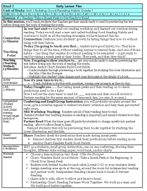 Readers Workshop Unit 1 Building Good Reading Habits Grade 1 Lesson ...