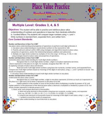 Place Value Practice Lesson Grades 3-5 - Smartboard Attendance.Com