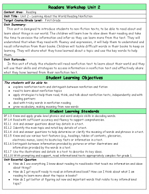 Readers Workshop Unit 2 Learning About the World Reading Nonfiction ...