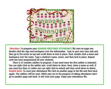 Seasons Greeting Smartboard Attendance File - Smartboard Attendance.Com