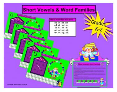 Smartboard Lesson/Activity Short Vowels and Word Families Gr 1-2 ...