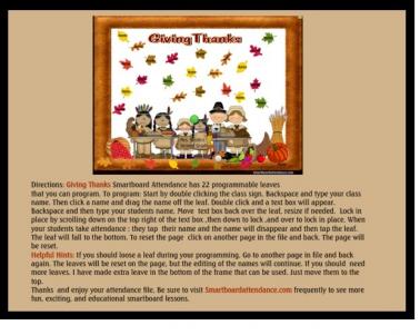 Giving Thanks Smartboard Attendance, Thanksgiving theme - Smartboard ...