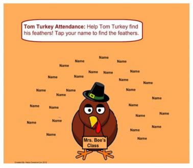 Smartboard Attendance- Tom Turkey Animated Attendance - Smartboard ...