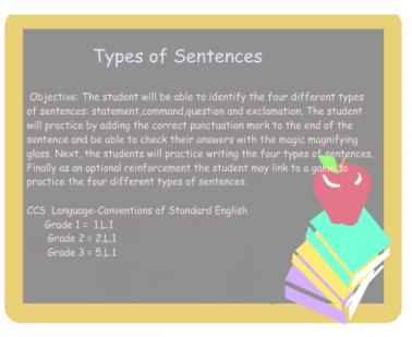 Smartboard Lesson Types of Sentences - Smartboard Attendance.Com