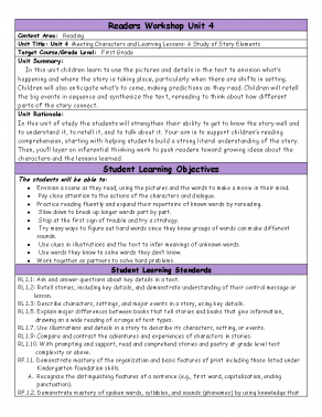 Readers Workshop Unit 4 Meeting Characters and Learning Lessons, Lesson ...