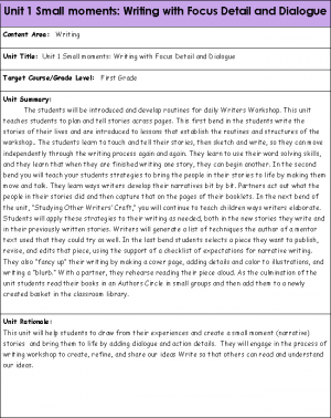 Writers Workshop Gr 1, Unit 1, Small moments: Writing with Focus ...