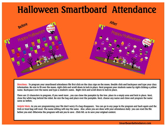 Halloween Smartboard Attendance - Smartboard Attendance.Com