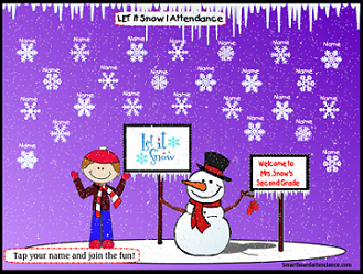 Let It Snow 2 Smartboard Attendance, Animated Falling Snow ...