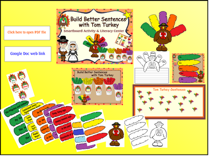 Building Better Sentences with Tom Turkey Smartboard Activity and ...