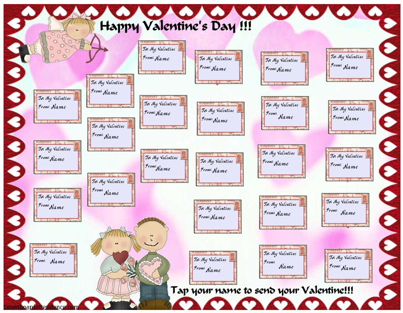 Valentine's Day Smartboard Attendance - Smartboard Attendance.Com
