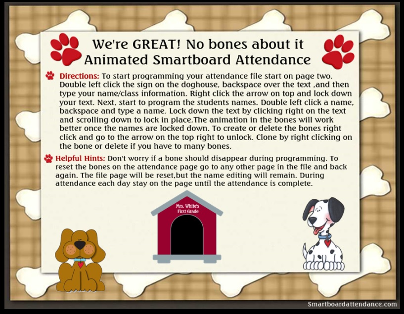 We're GREAT ! No Bones About It Animated Smartboard Attendance ...