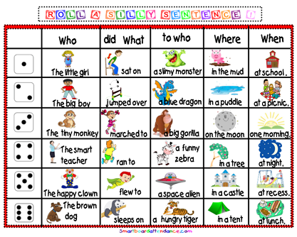 Silly Sentences Smartboard Activity and Literacy Center - Smartboard ...